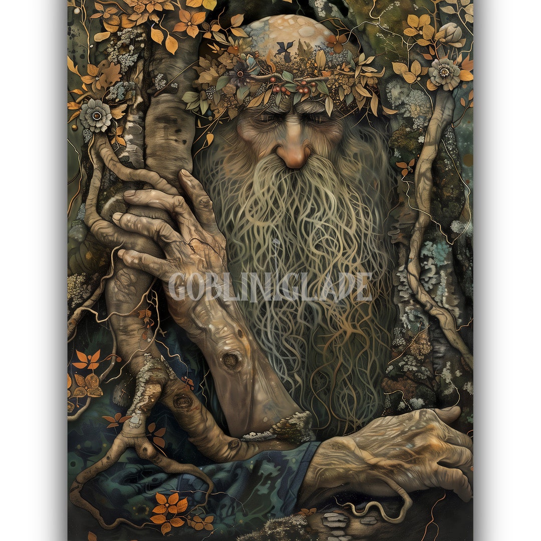 Mysterious Forest Warden Digital Print, Goblincore Woodland Fantasy Art ...