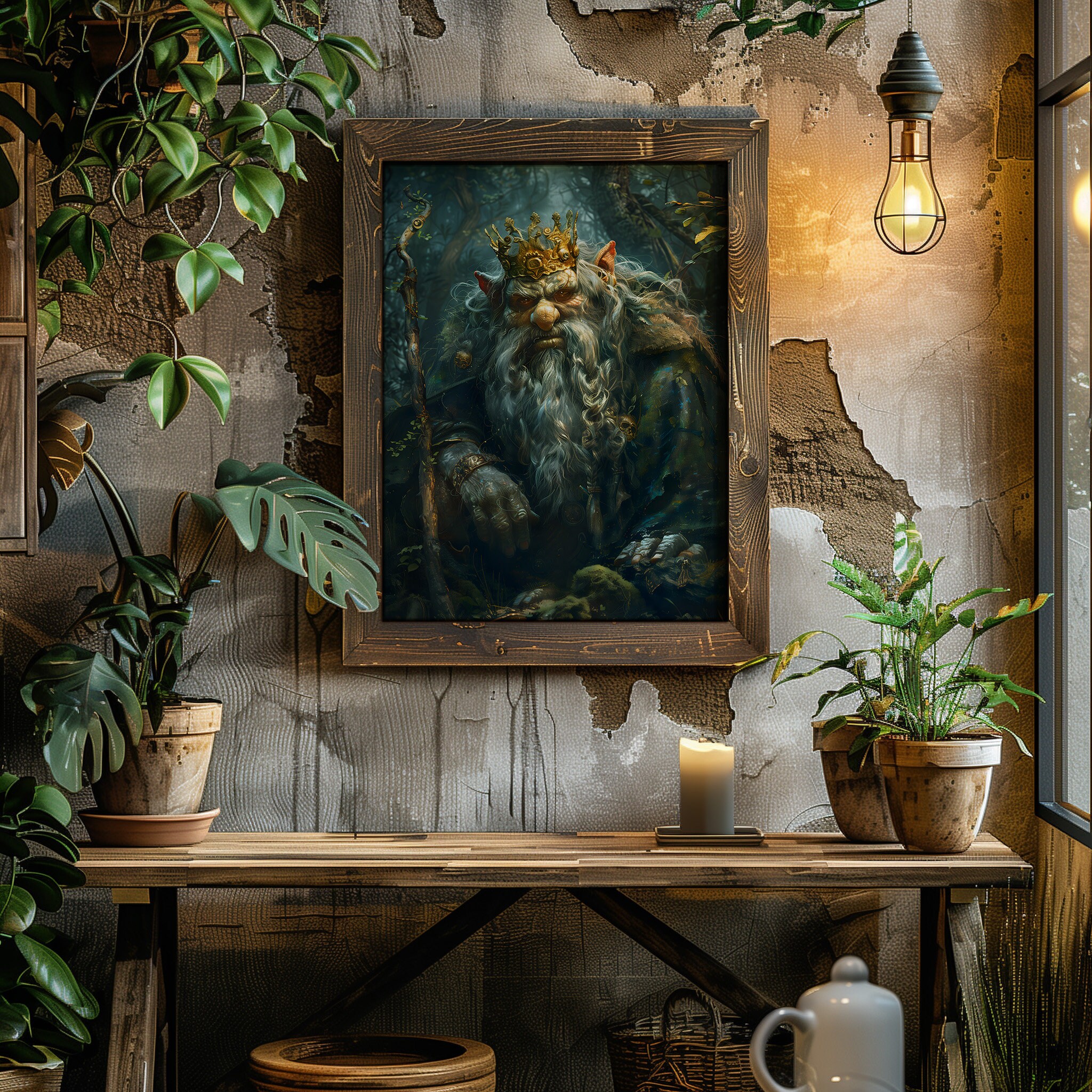 Swedish Folklore Troll King Print - Dark Enchanted Forest Art, Mystical ...