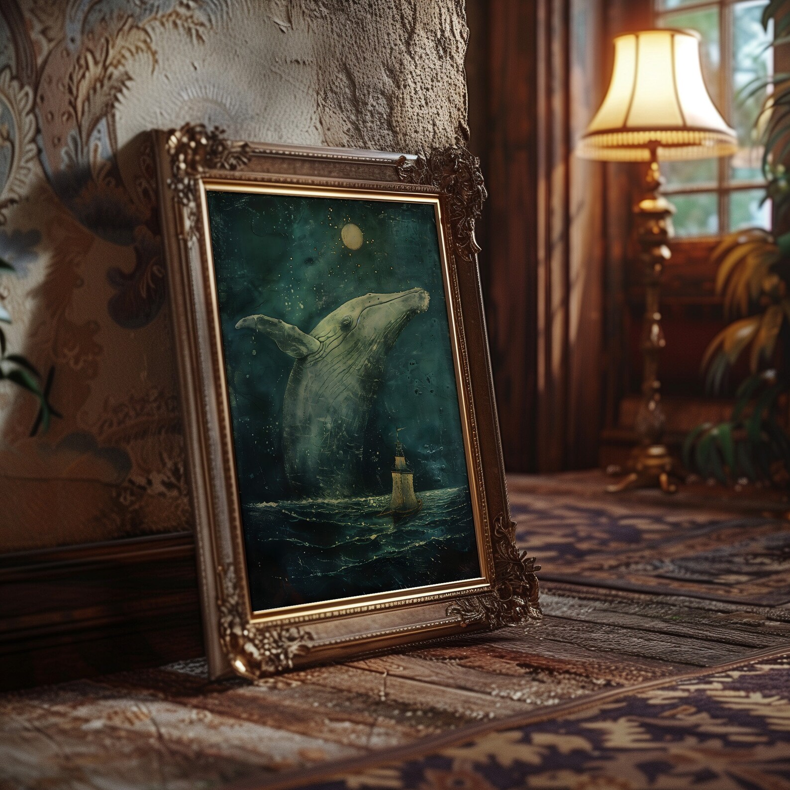 Great White Whale Painting - Moby Dick Wall Art Printable Herman ...