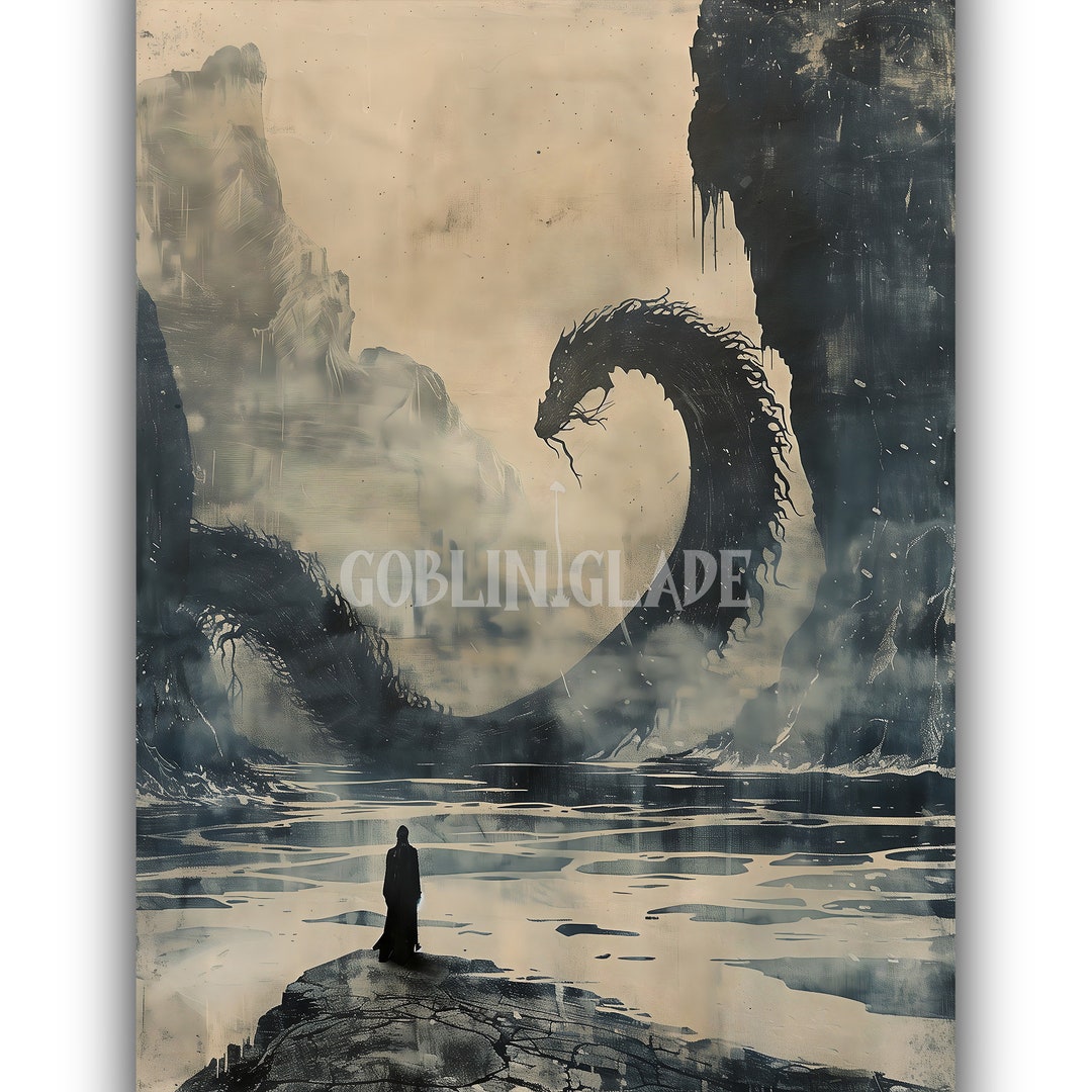 World Serpent Wall Art Printable Folklore Norse Mythology Painting ...