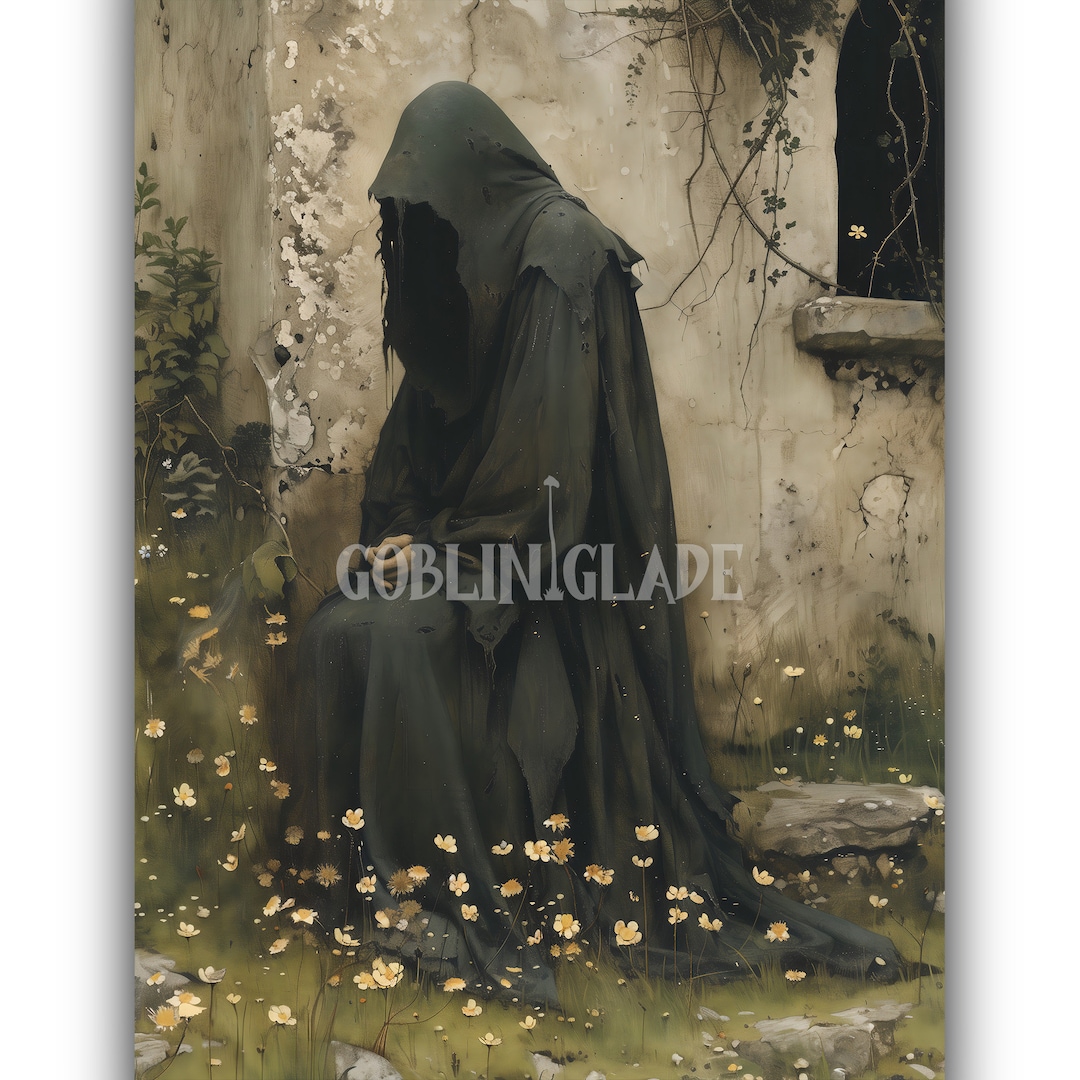 Hooded Figure Wall Art Printable Dark Cottagecore Dark Academia Horror ...