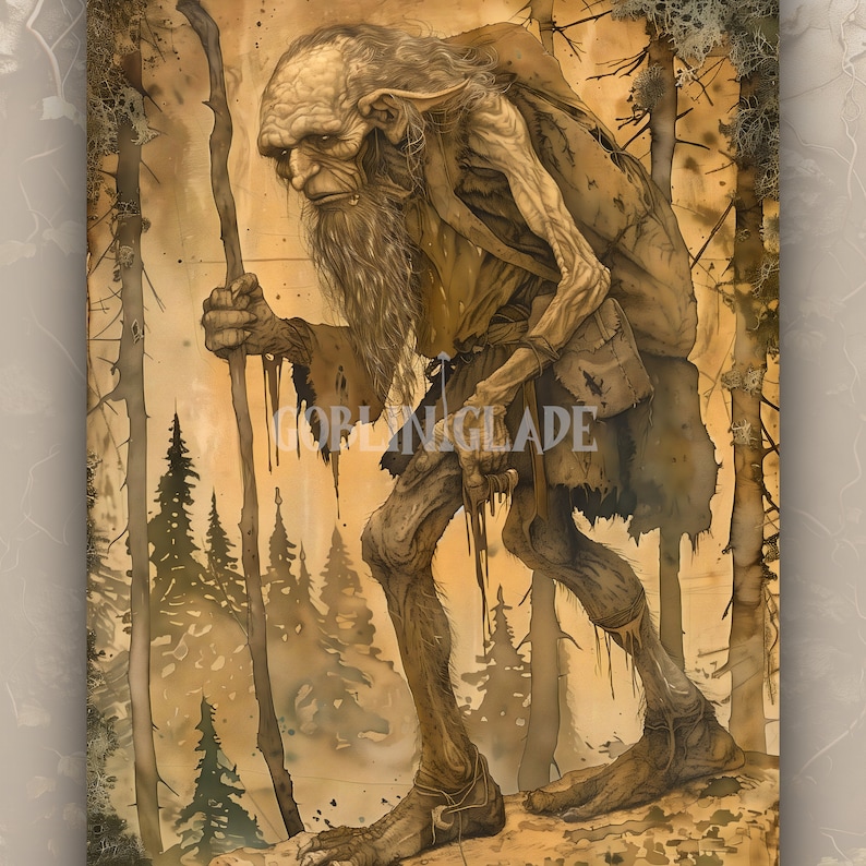 Swedish Folklore Striding Troll Print Magical Woodland Fantasy Art ...