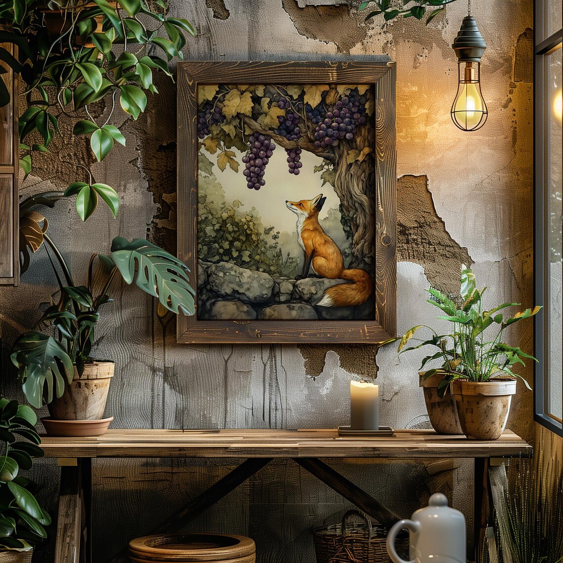 Fox and the Grapes Printable Wall Art Aesop's Fables Animal Poster Book ...
