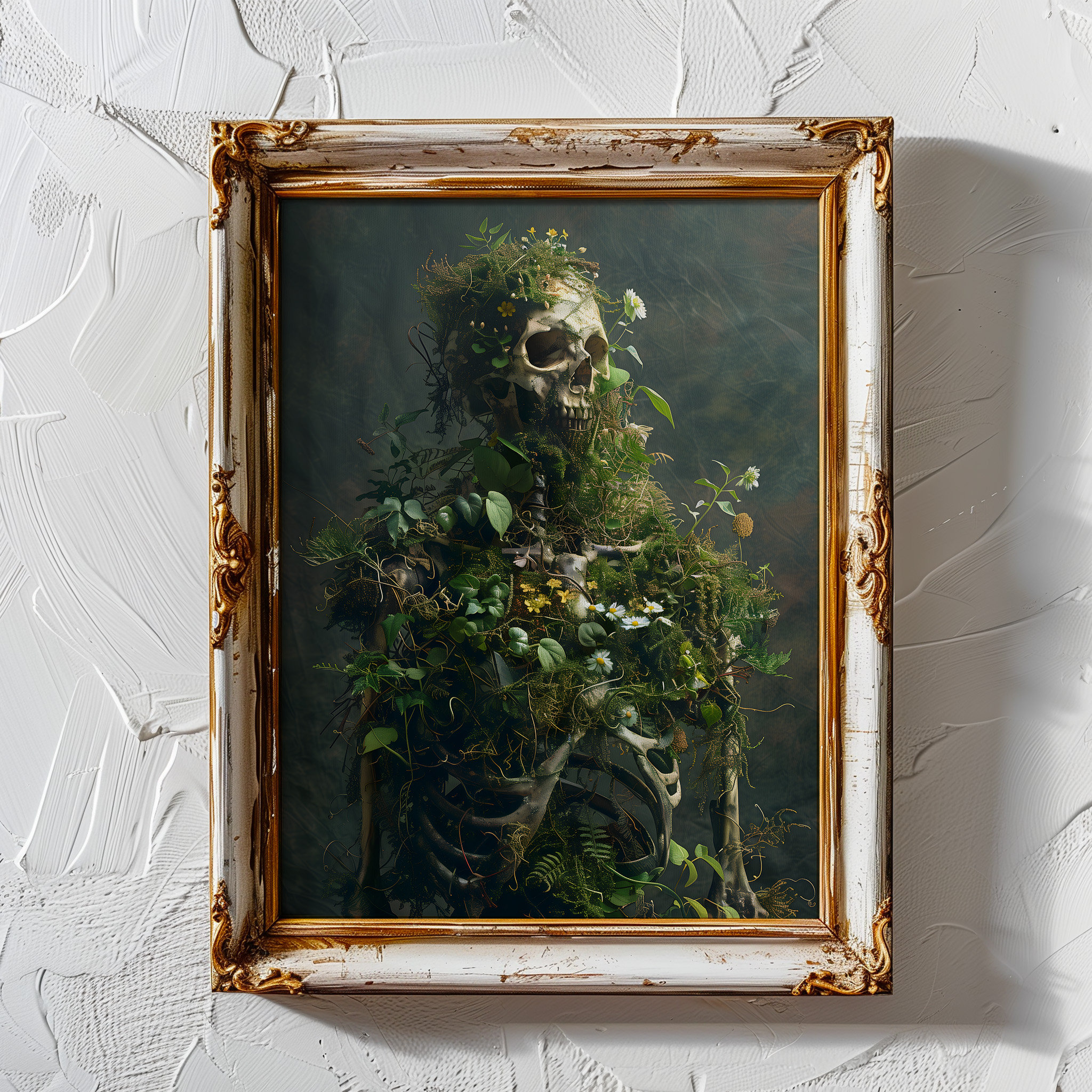 Human Skeleton Painting Dark Academia Botanical Printable Wall Art ...