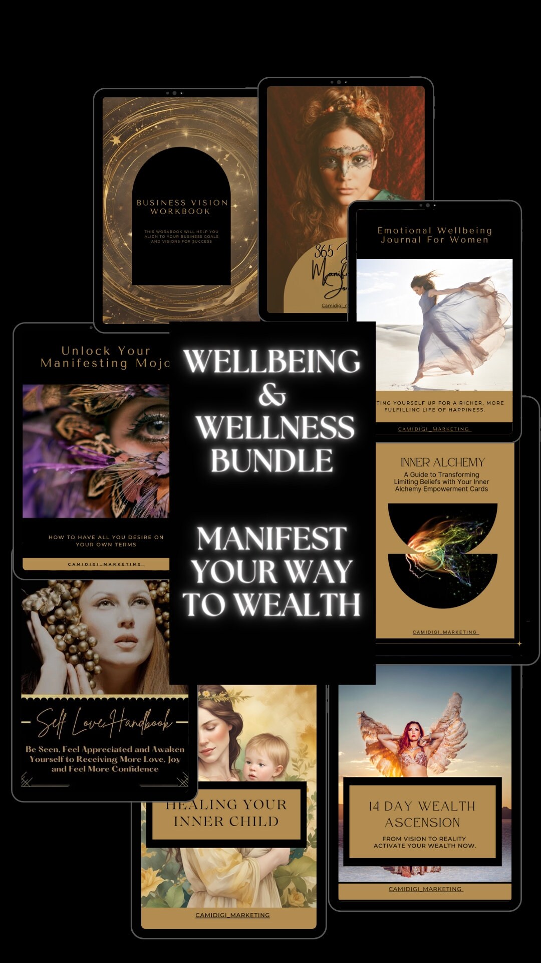 Wellbeing, Self Love, Manifesting, Healing, Wealth Bundle - Journal & Template - Digital ...
