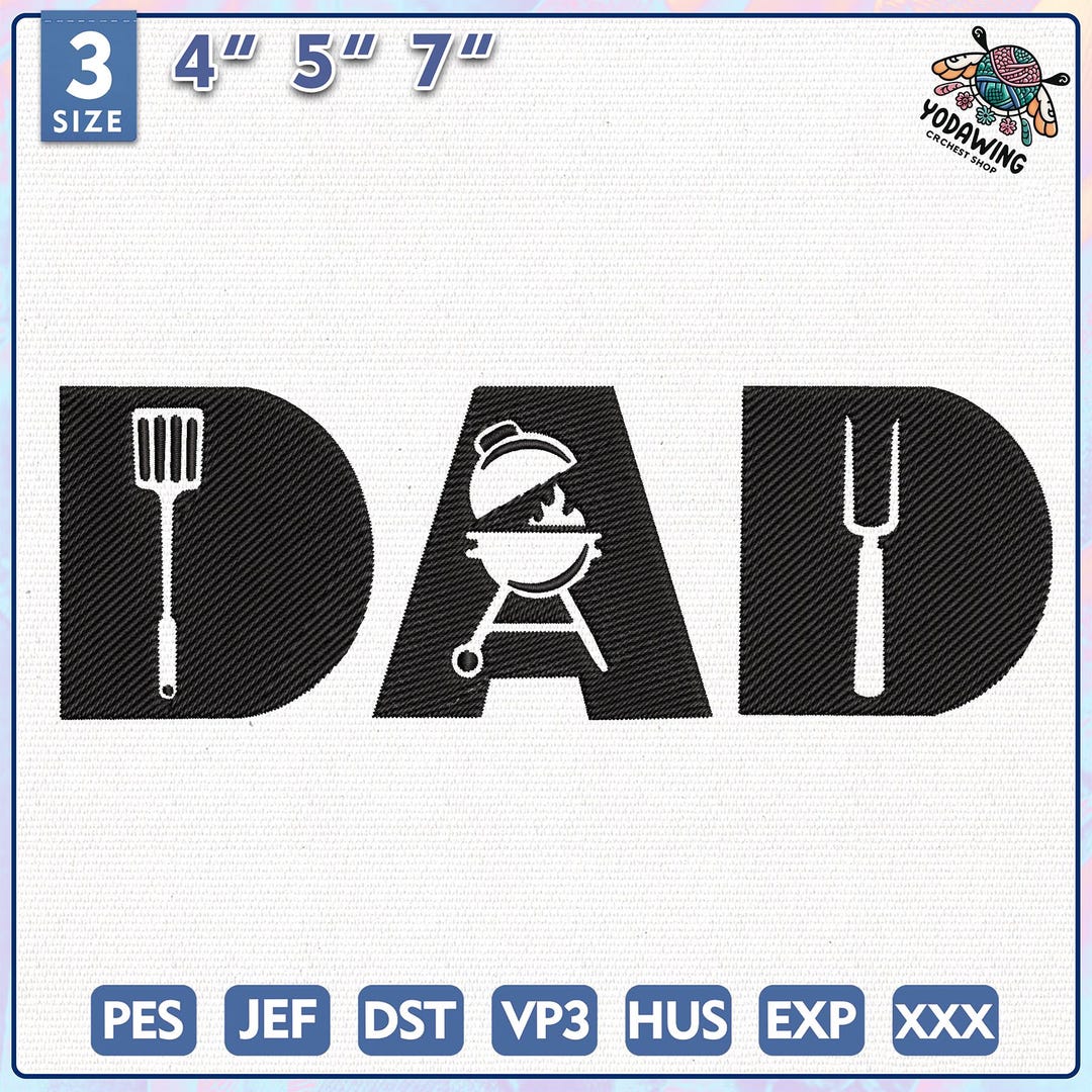 Grill Father Embroidery Design, Cooking Dad Embroidery Design, Funny ...