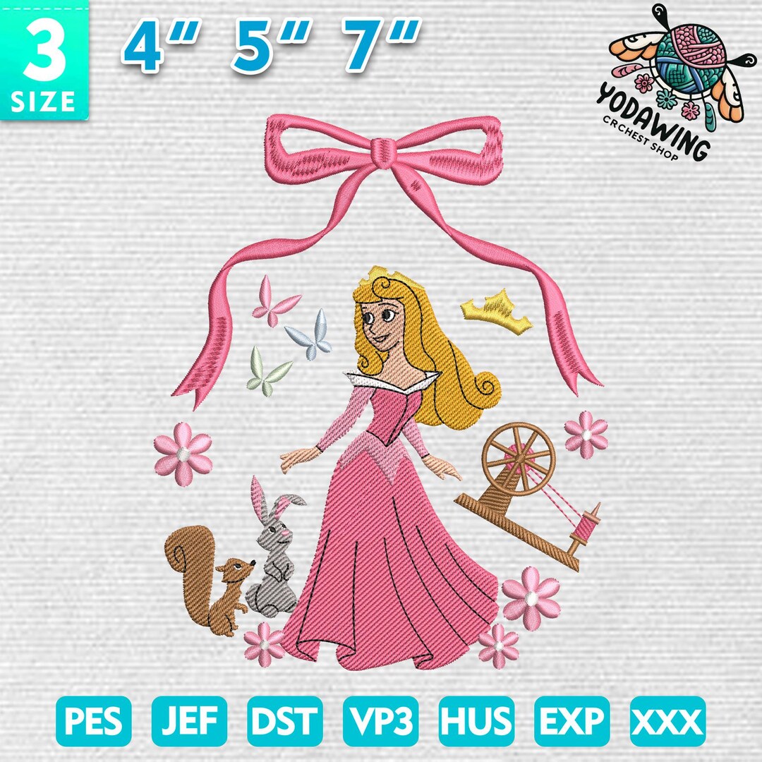 Princess Coquette Bow Embroidery Design, Magic Kingdom Embroidery ...