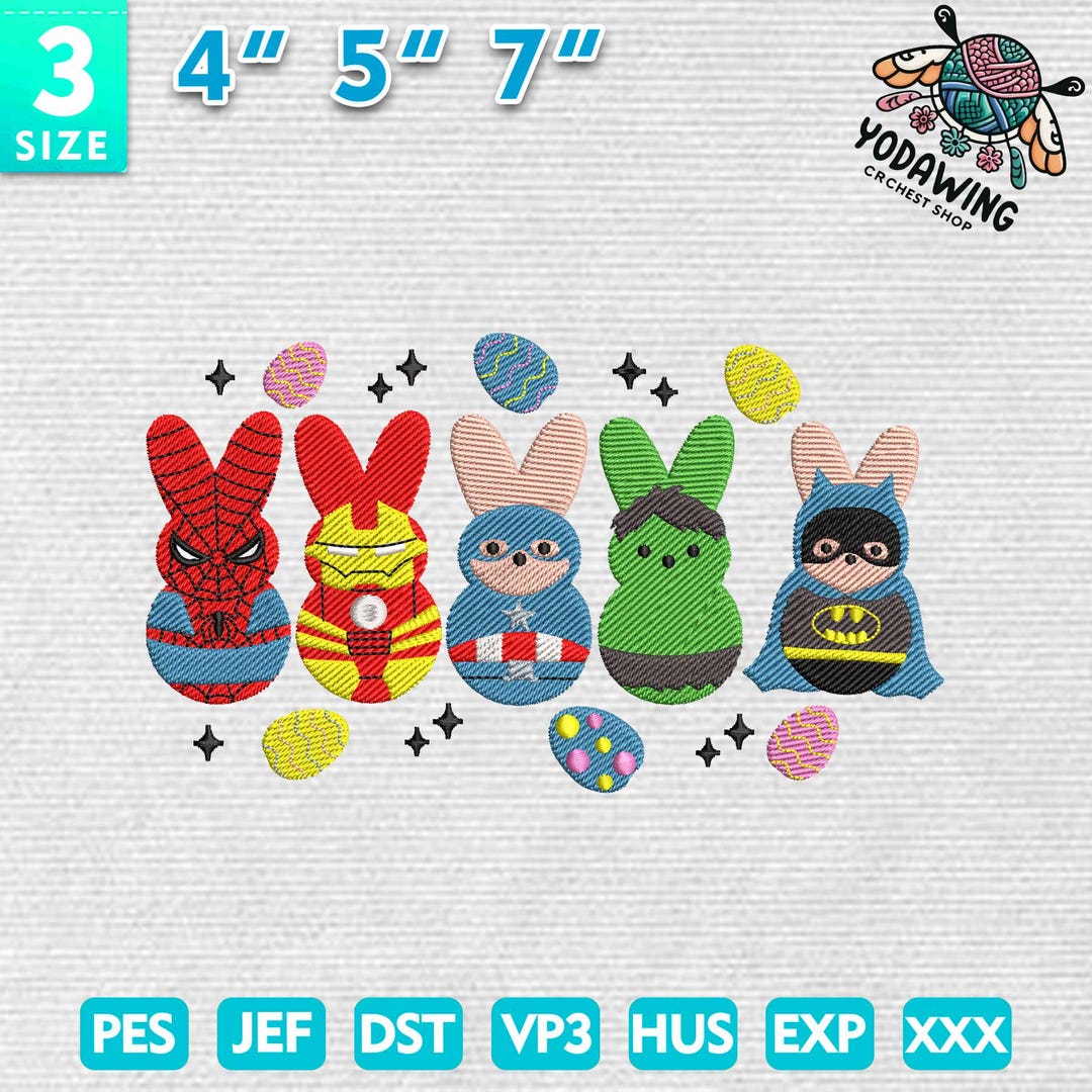 Easter Hero Friends Embroidery Design, Easter Day Embroidery Design ...