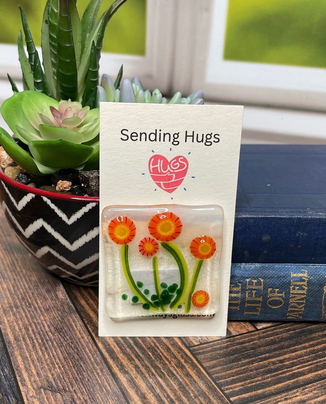 Fused Glass Flower Pocket Hug: Handmade Friendship Gift - Etsy