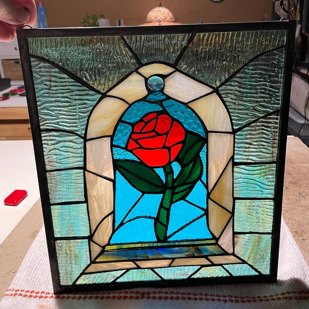 Single Rose Stained Glass Pattern: Commercial License (15" X 20 ...