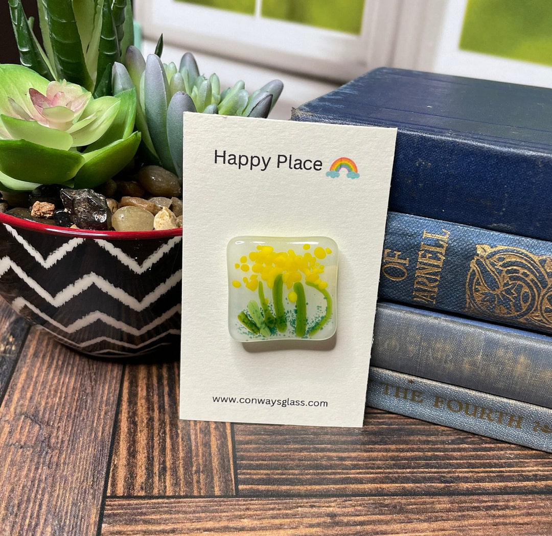 Fused Glass FLOWER POCKET HUG, Handmade, Pocket Hugs, Friendship Gift ...