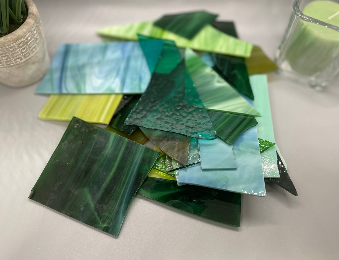 Green Scrap Glass, Green Glass, Mosaic Glass, Jewelry Making, Stained ...