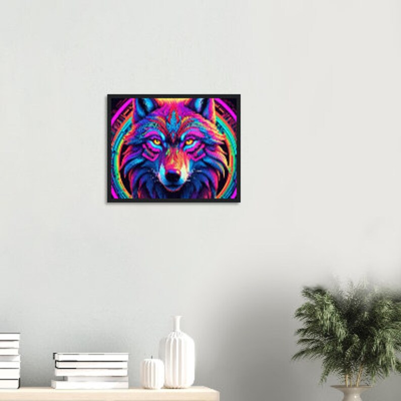 Colorful Neon Wolf Poster - Etsy