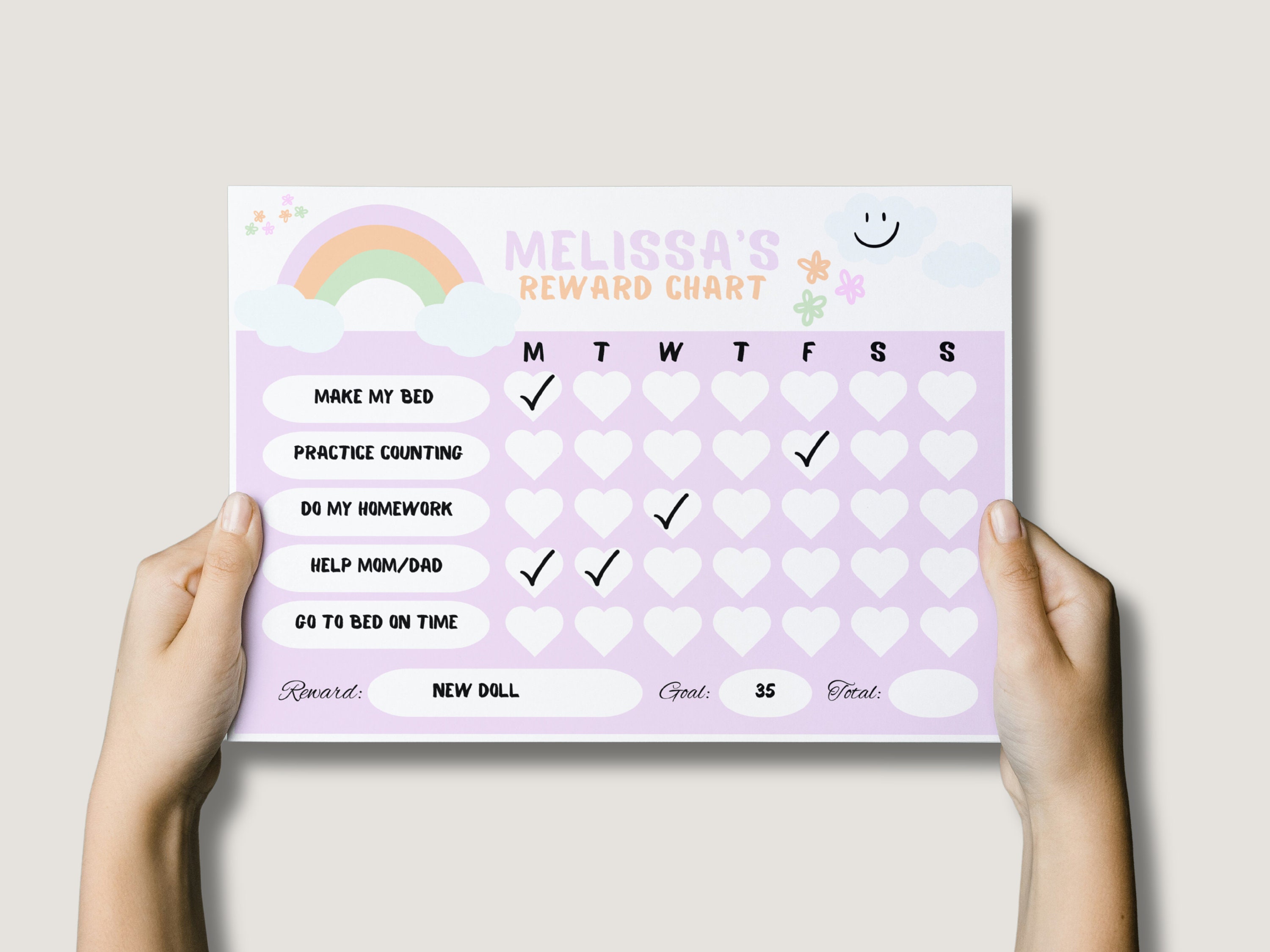 Editable Canva Reward Chart, Behavior Chart, Daily Chore Chart, Weekly ...