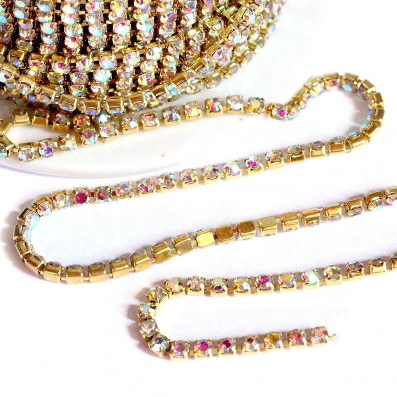 2,5mm Rhinestone Ribbon Crystal Chain for Embroidery and Jewelry Making ...