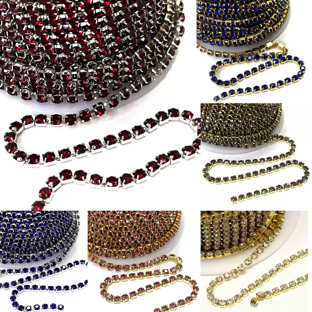 2mm Rhinestone Chain Crystal Ribbon 1m Embroidery and Jewelry Making ...