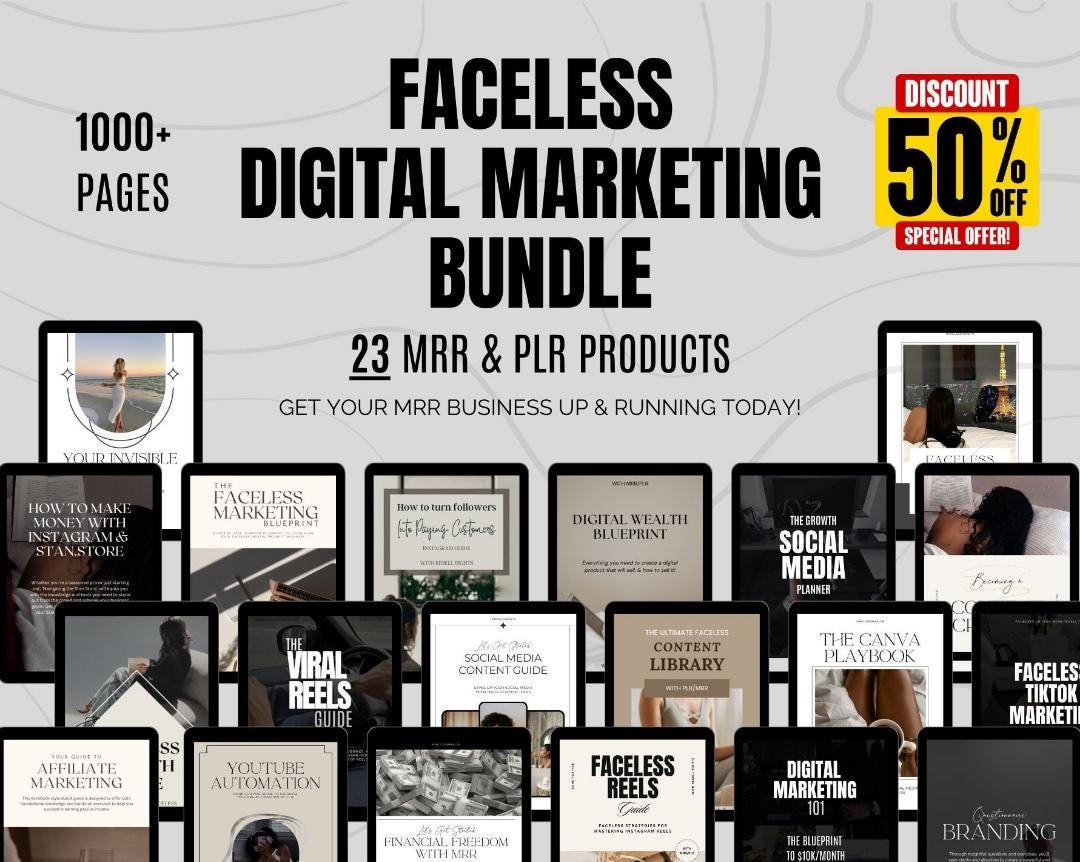 Faceless Digital Marketing Bundle With Mrr Plr Done for You Digital ...