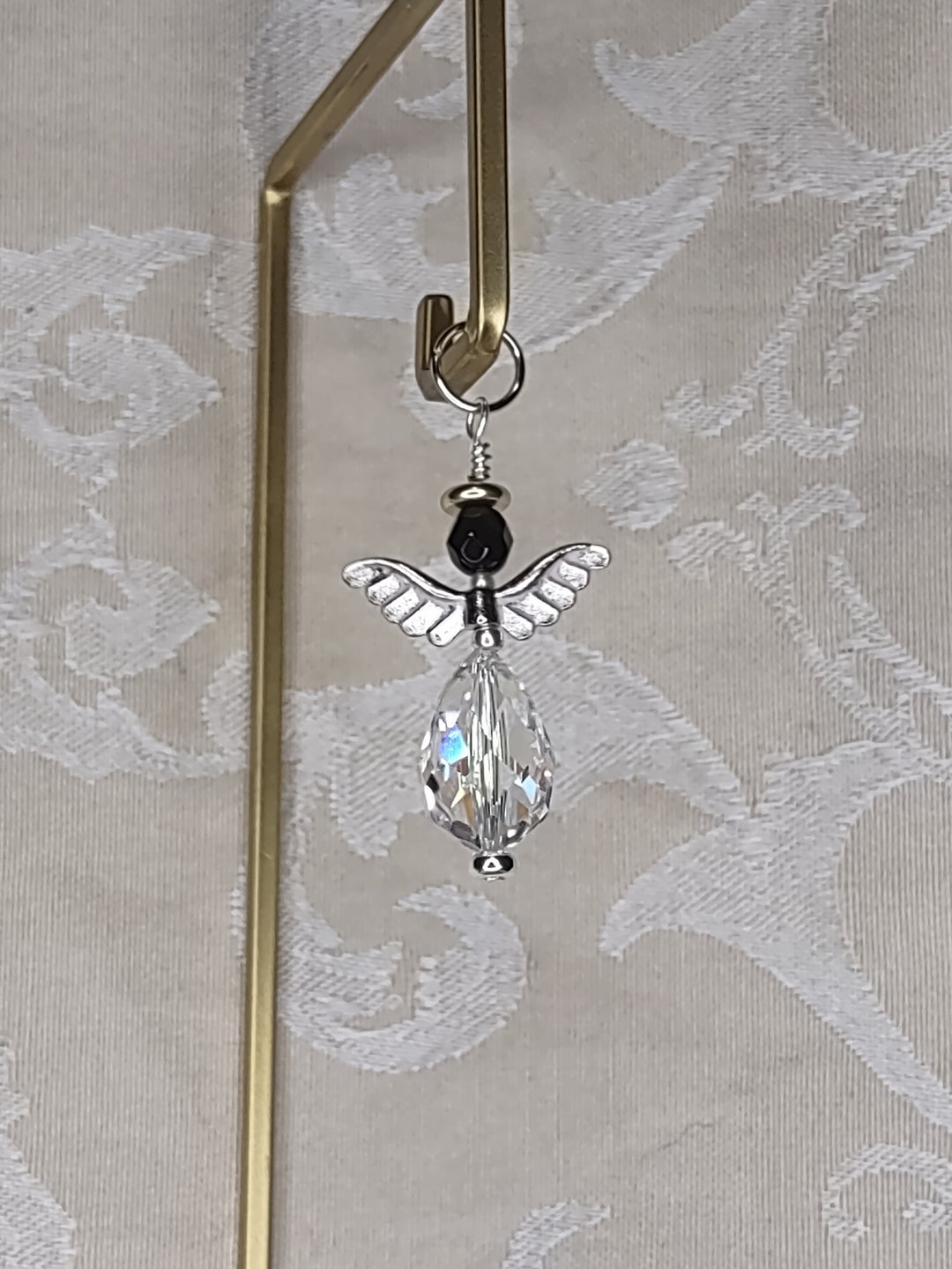 Swarovski Crystal Angel Charm Pendant Black Angel Suncatcher Mirror ...