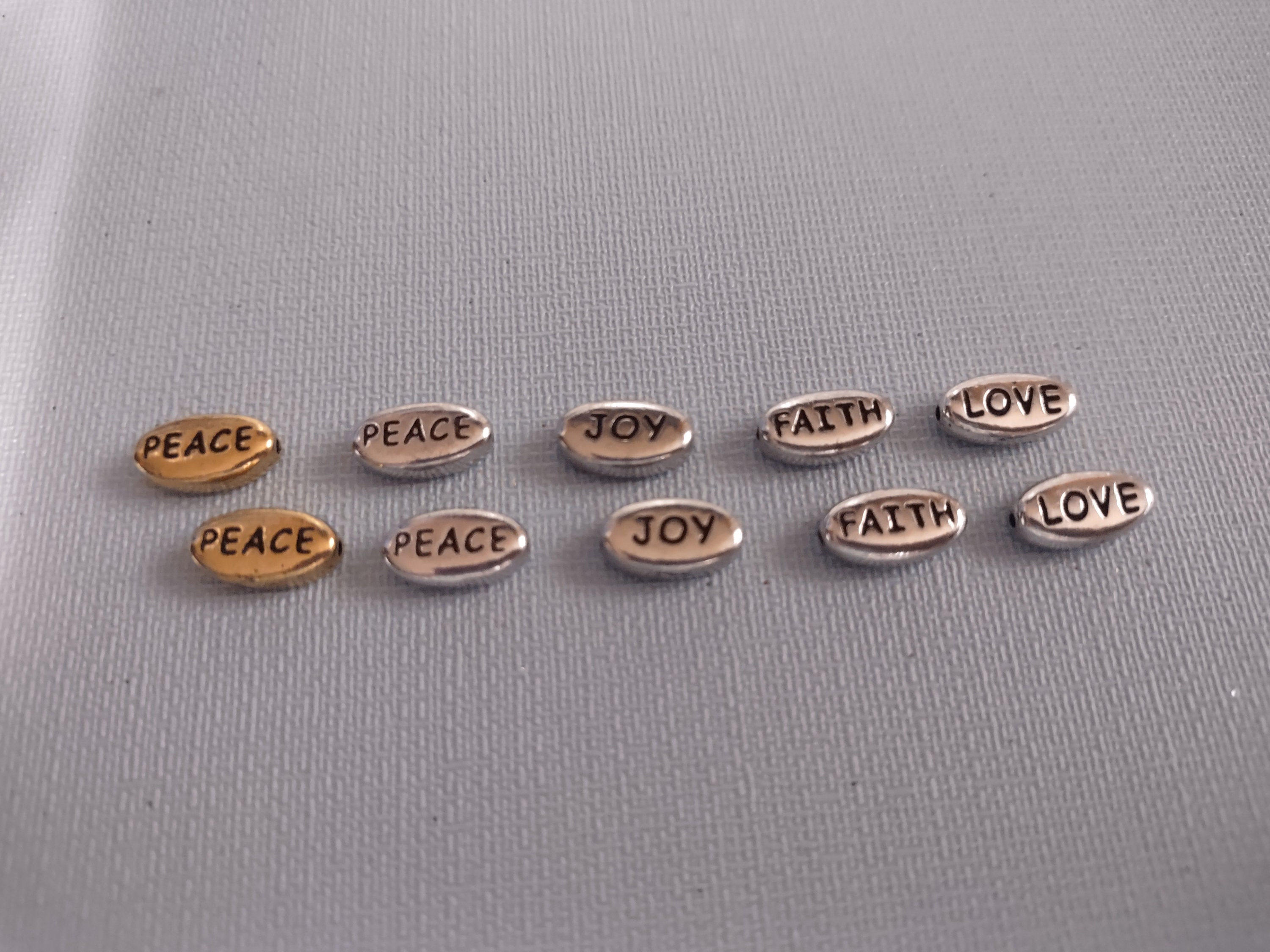 Tierracast Word Bead 2pcs Double-sided 11x6mm Flat Puffed Oval Metal ...