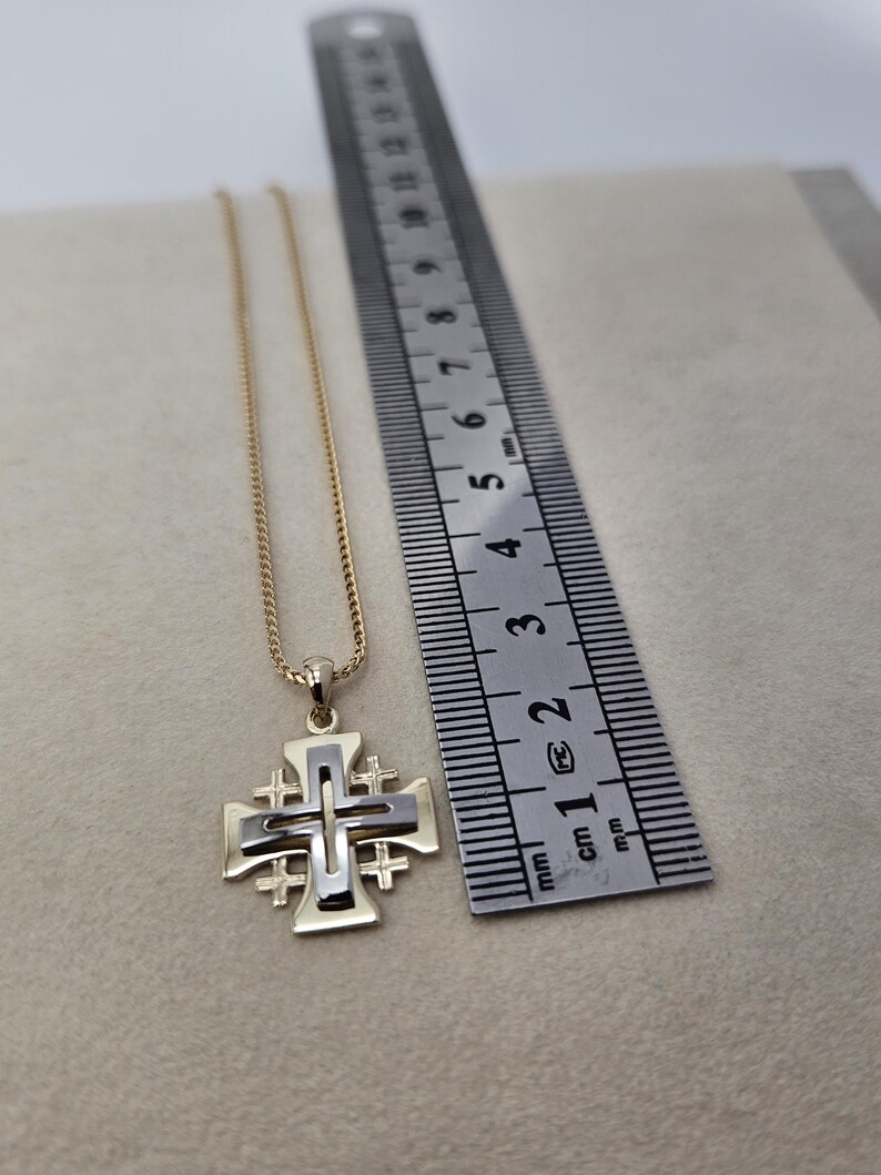 14k Gold Jerusalem Cross Pendant, Gold Cross Necklace - Etsy