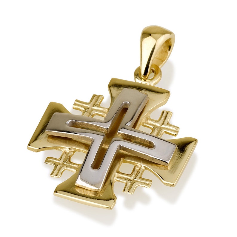 14k Gold Jerusalem Cross Pendant, Gold Cross Necklace - Etsy