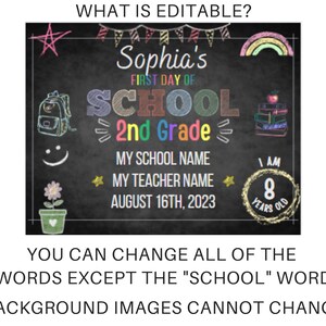 Printable First and Last Day of School Sign, Editable Back to School ...