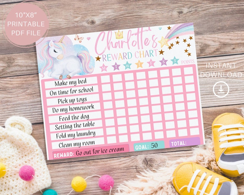 Unicorn Kids Reward Chart, Printable Behavior Chart, Daily Chore Chart ...
