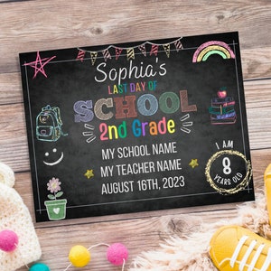 Printable First and Last Day of School Sign, Editable Back to School ...