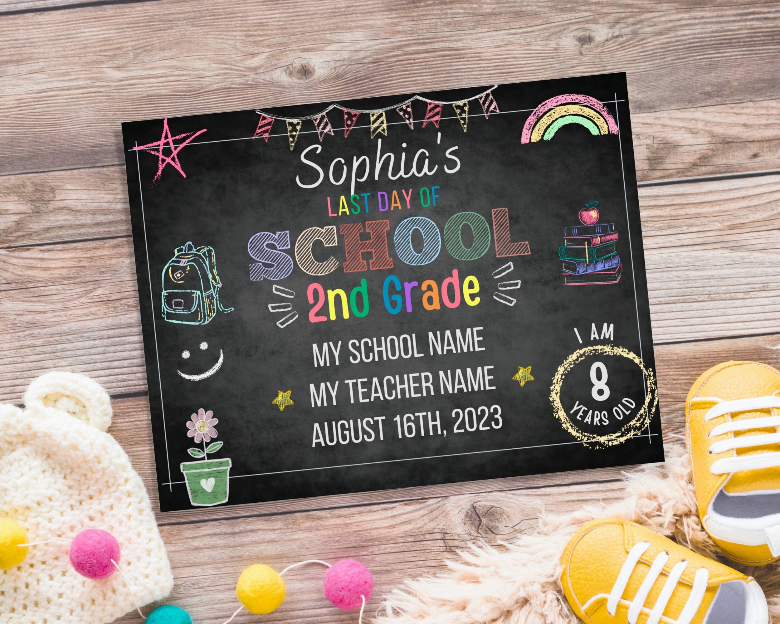 Printable First and Last Day of School Sign, Editable Back to School ...