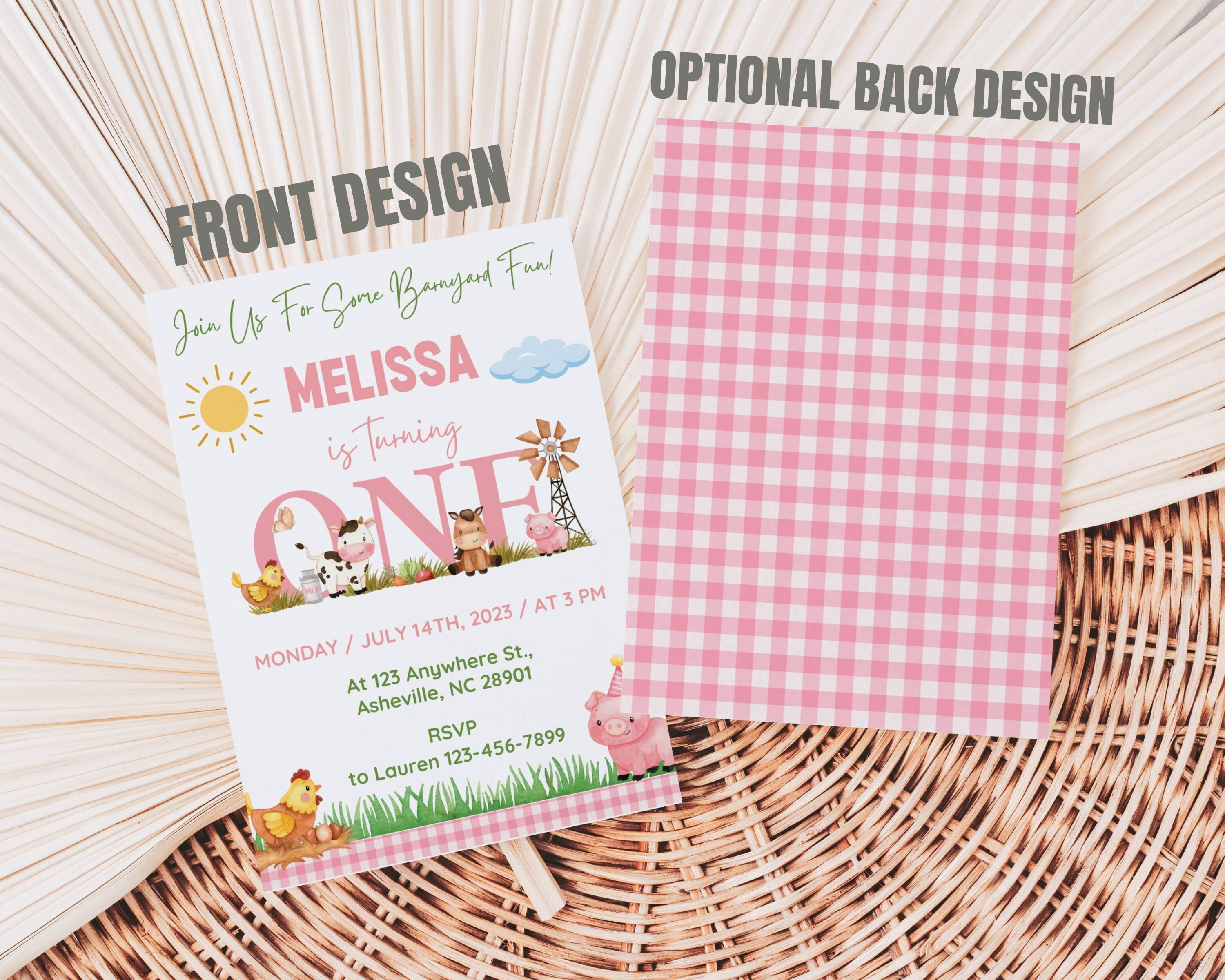 Editable Farm First Birthday Invitation, Girl Barnyard Theme Pink Party ...
