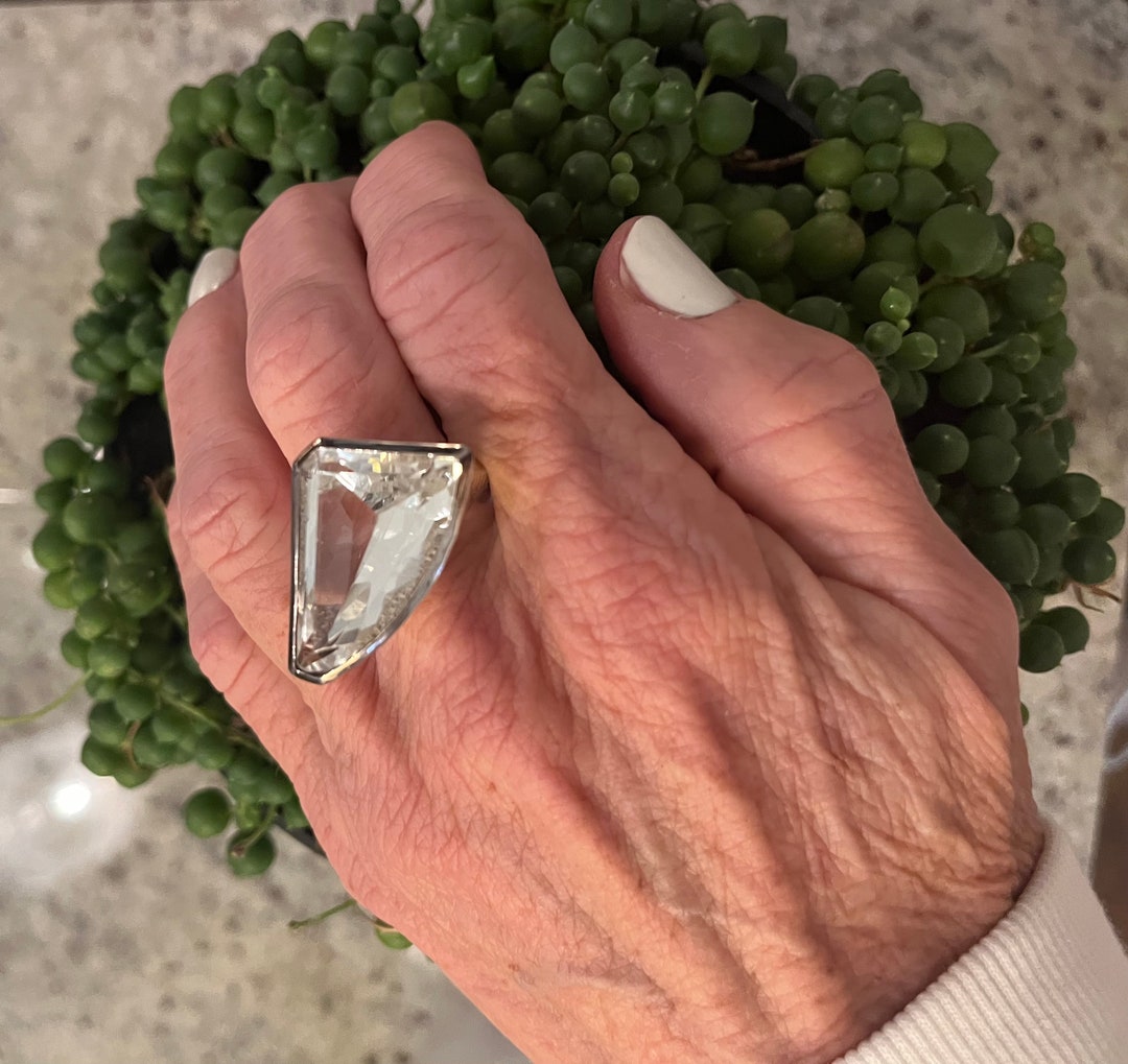 Stunning, Statement Piece Artistic Deb Guyot Herkimer Diamond SS Ring ...