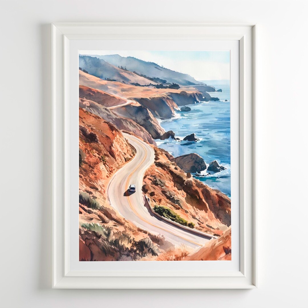 Highway Art Pacific Coast Print Landscape Coastal Travel Wall Art - Etsy