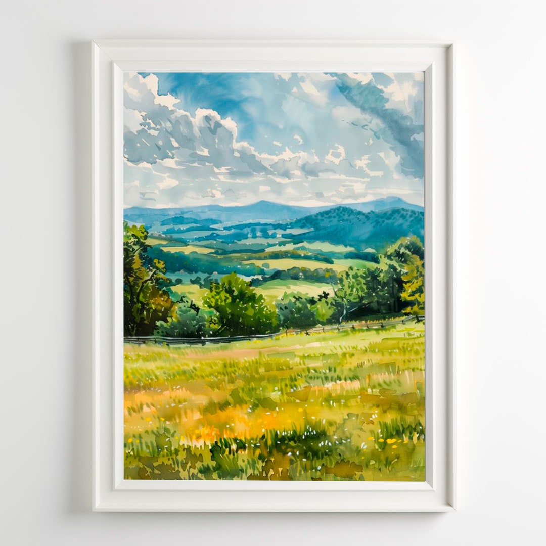 Virginia Painting Valley Watercolor Landscape Print National Park Art ...