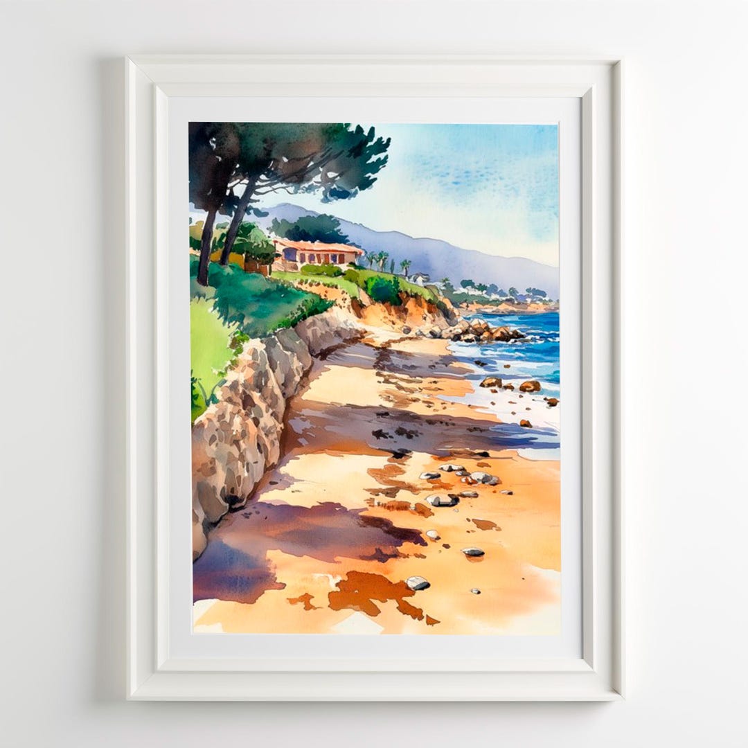 Pebble Beach Painting Watercolor Art Print California Wall Art ...