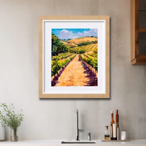 Vineyard Painting Wine Valley Art Print Landscape California Wall Art ...