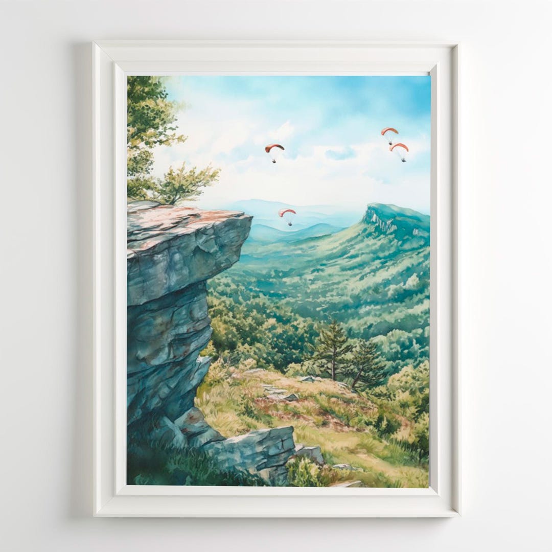 Blue Ridge Art Smoky Mountains Print Paragliding Art National Park ...