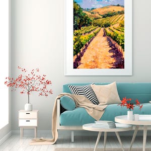 Vineyard Painting Wine Valley Art Print Landscape California Wall Art ...