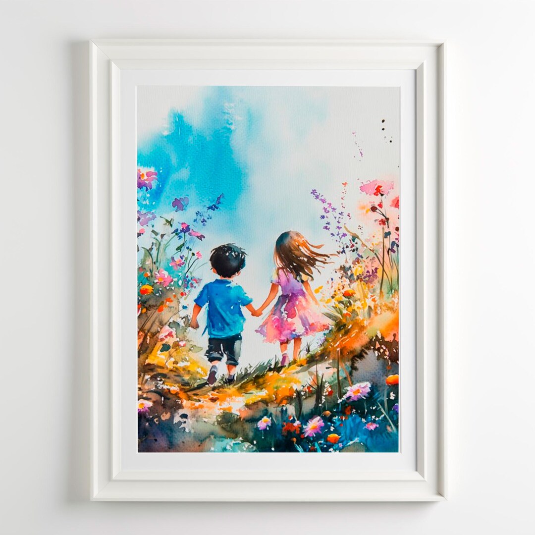 Brother Sister Painting Landscape Art Print Family Art Gift for Mom - Etsy