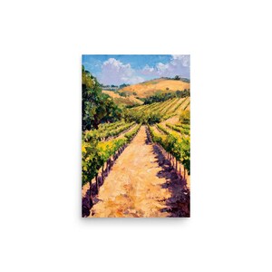 Vineyard Painting Wine Valley Art Print Landscape California Wall Art ...