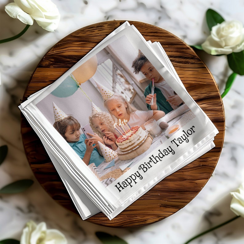 Birthday Luncheon Napkins, Happy Birthday Party Decor, Customizable ...