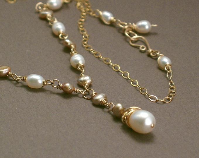 Boleyn Ivory Pearl Necklace Ivory Pearls and Champagne or Mauve Pearls ...