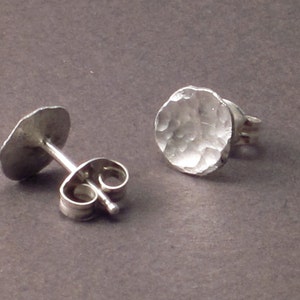 Tiny Moon Hammered Silver Stud Earrings for Men and Women Hammered Texture Studs Stud Earrings ...