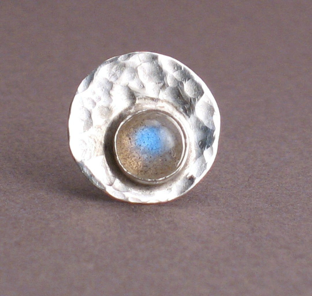 Hammered Sterling Silver Tie Pin: Labradorite Lapel Pin -- Invincible ...