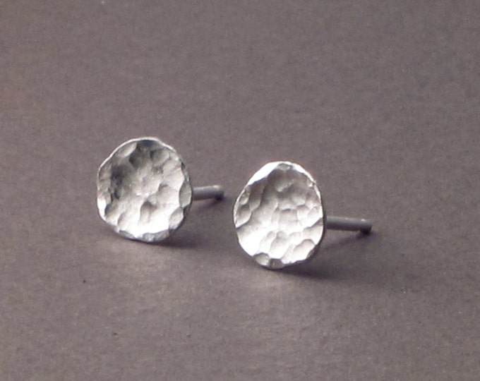 Tiny Moon Hammered Silver Stud Earrings for Men and Women - Etsy
