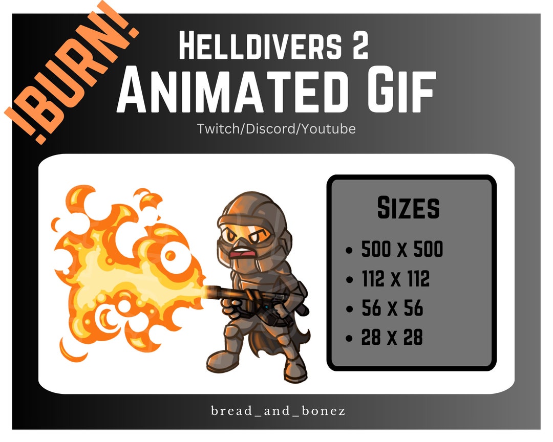 Animated Helldivers Flamethrower GIF Twitch Stream Discord Emote - Etsy