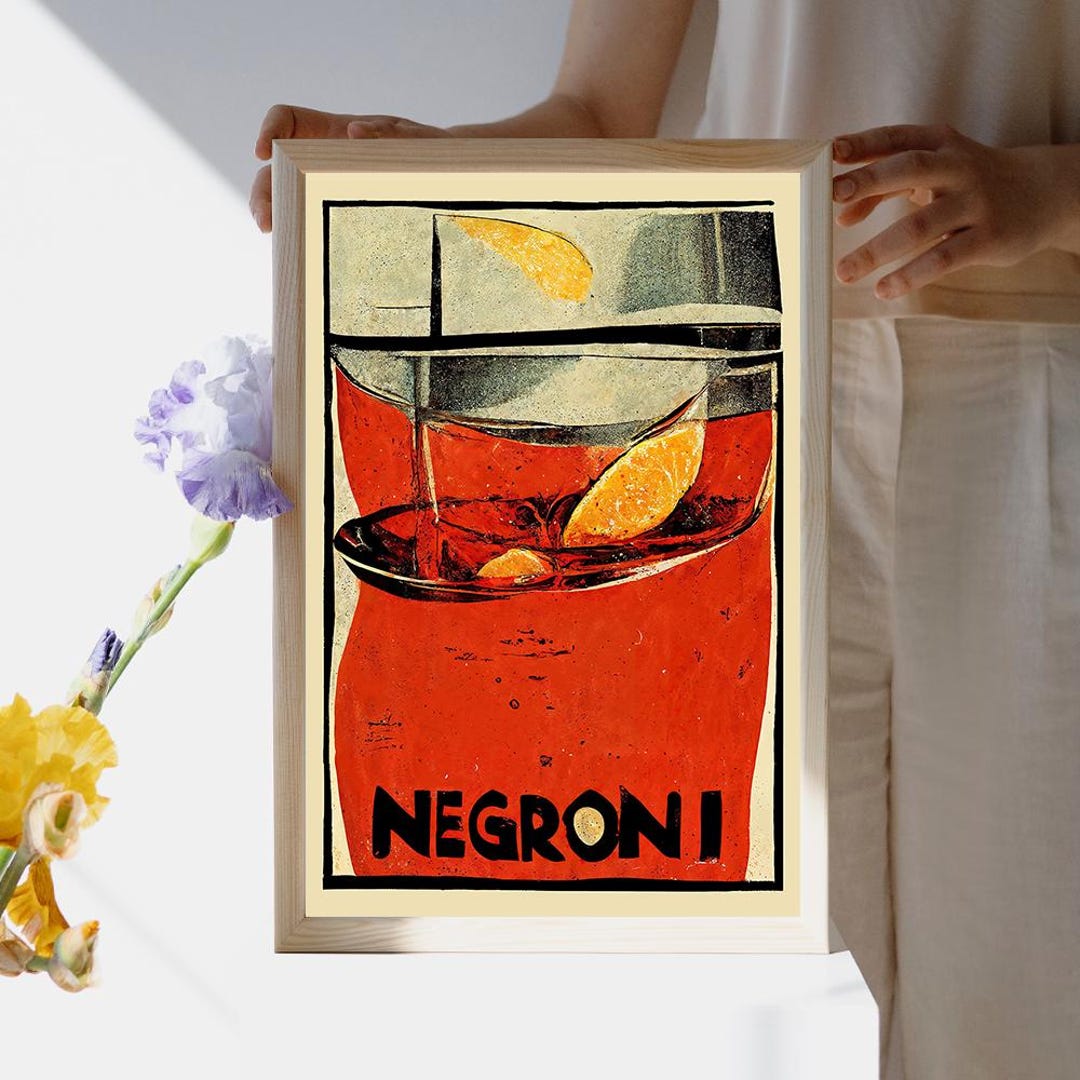 Mid-century Modern Negroni Vintage Poster,high Quality Canvas Printing ...