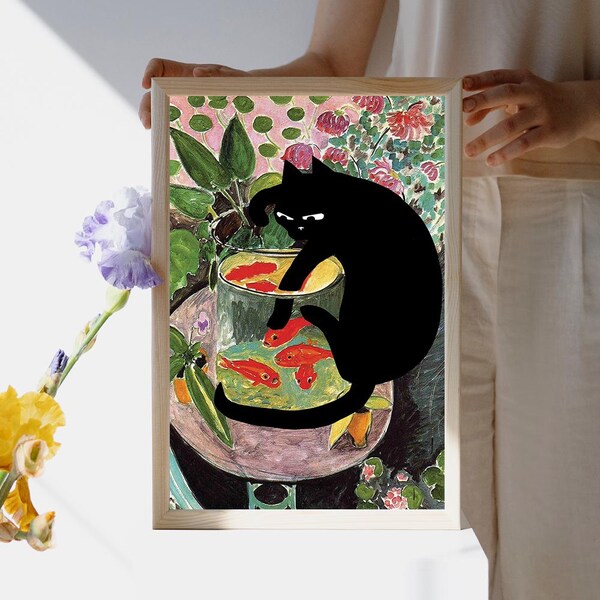 Hand Painted Henri Matisse the Cat With Red Fish Painting Reproduction ...
