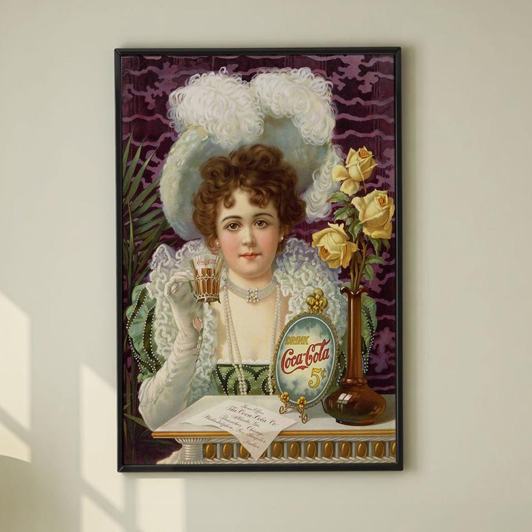 1890s Coca-cola Classic Vintage Soft Drink Advertising Poster, High ...