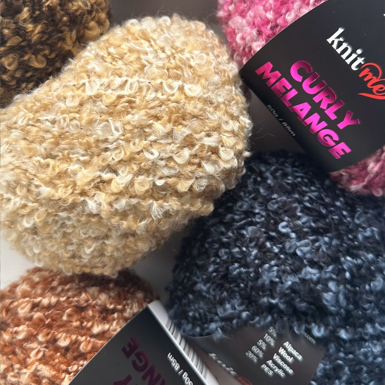 Knitme Curly Melange, Boucle Yarn, Knitting Wool, 50 Gr Yarn, Fluffy ...