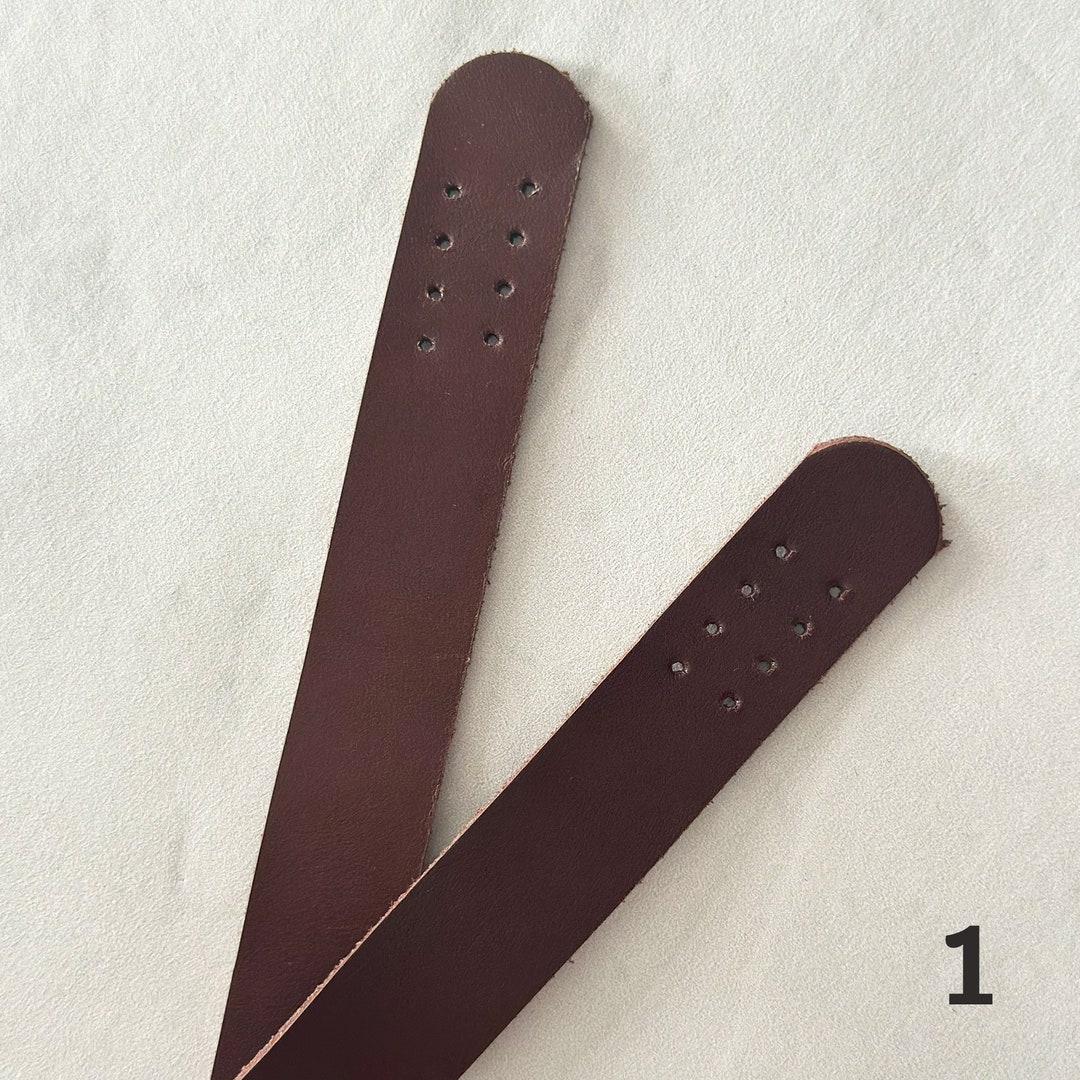 Genuine Leather Bag Straps With Holes, 2 Pcs 1 Pair, DIY / Handmade Bag ...